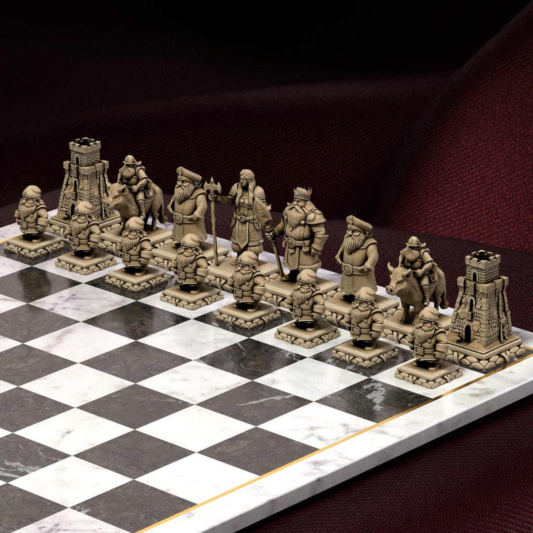 3D Dwarf Chess Set: Medieval Dwarf Figure STL File Format Digital ...