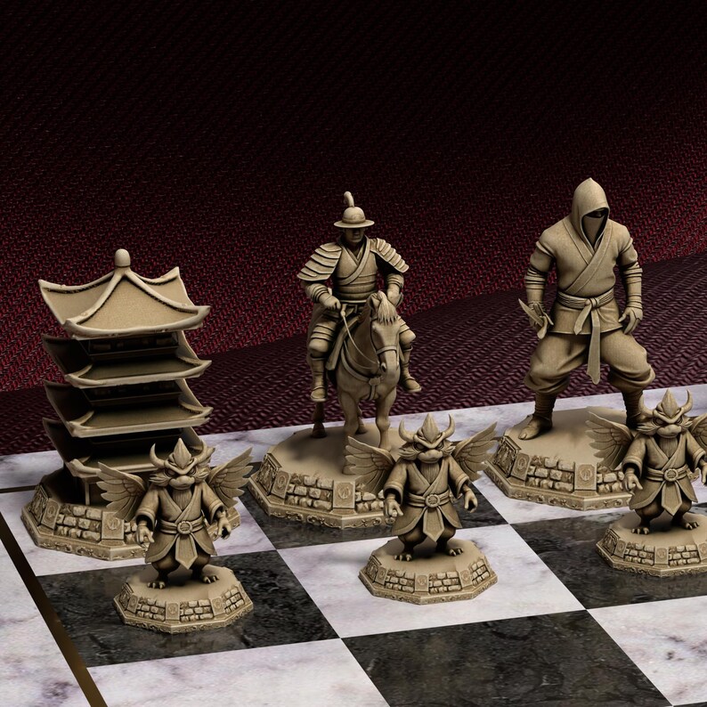 Samurai Chess Set 3D Model: Japanese STL Files (printable 6-piece Set ...