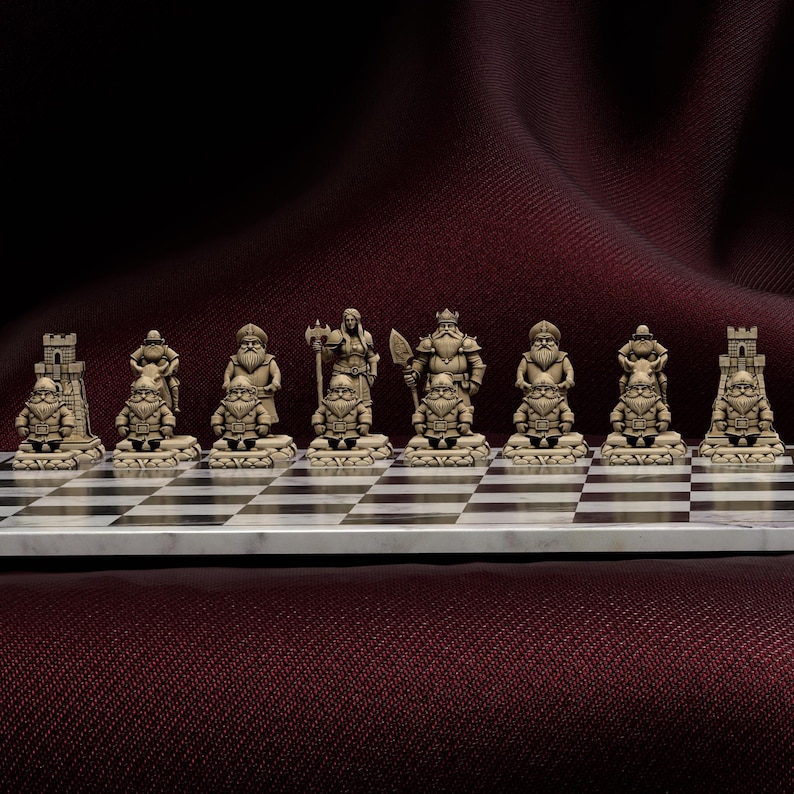 3D Dwarf Chess Set: Medieval Dwarf Figure STL File Format Digital ...
