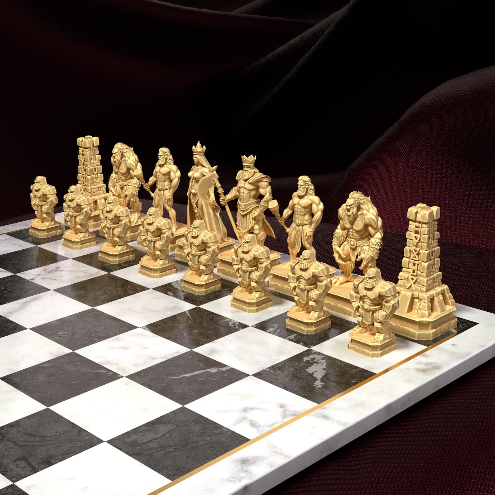 Titans Giants Gods Chess Set 3D Model: Historical STL Files (printable ...