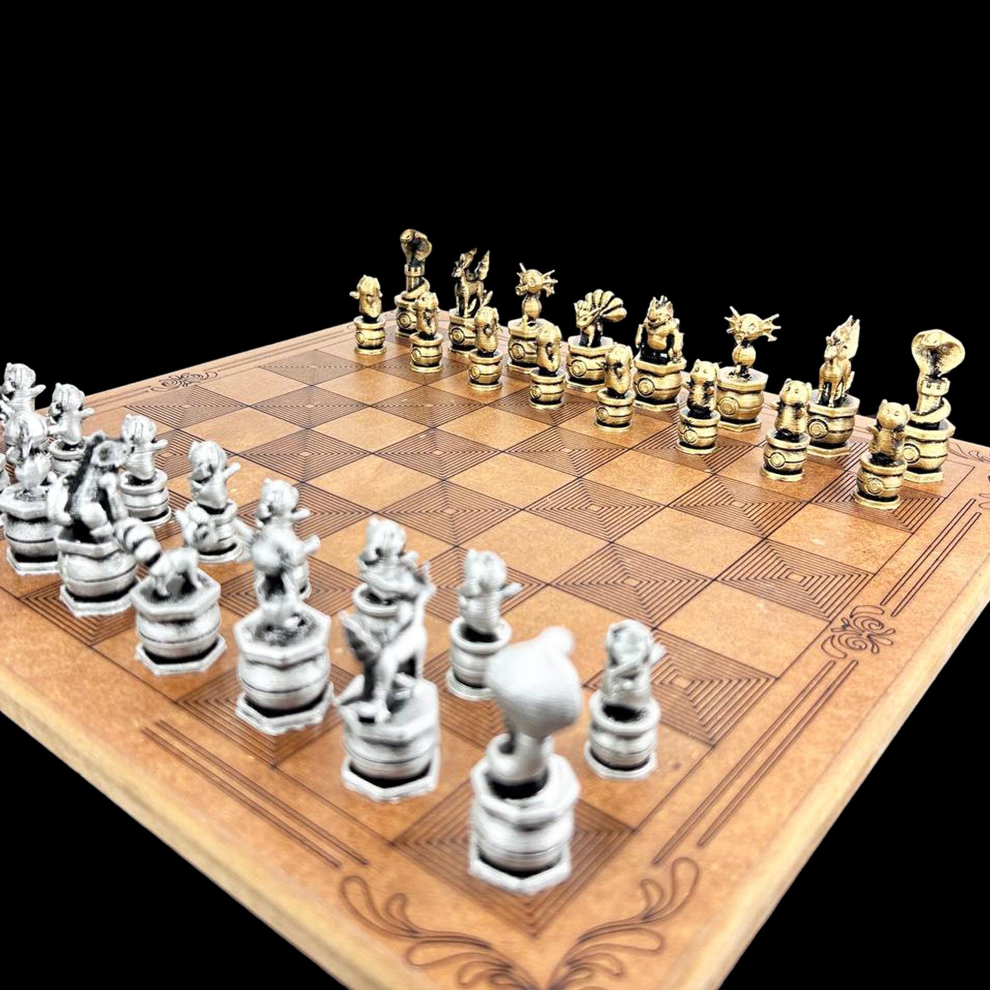 Heavy Metal Pokemon Personalized Chess Set With Chess Board Pikachu ...
