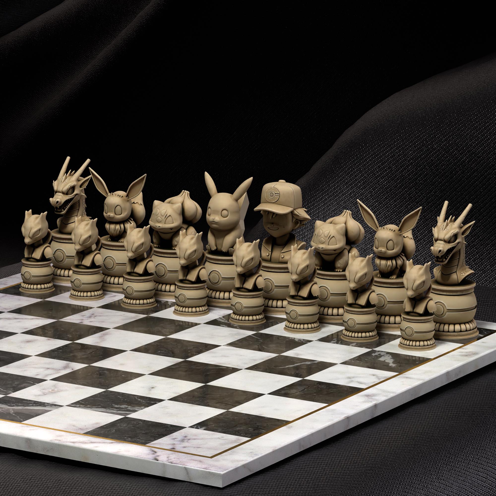3D Pokemons Figure Chess Set, Fan Art STL File (digital Download) - Etsy