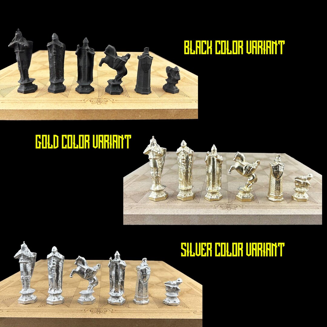 Heavy Metal Wizard Chess Set With Chessboard Wizard Chess Set Custom ...