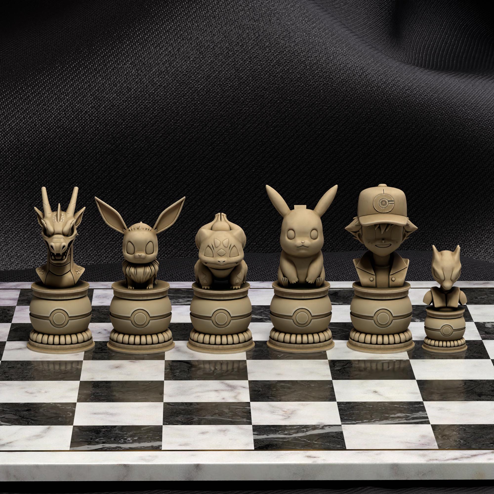 3D Pokemons Figure Chess Set, Fan Art STL File (digital Download) - Etsy
