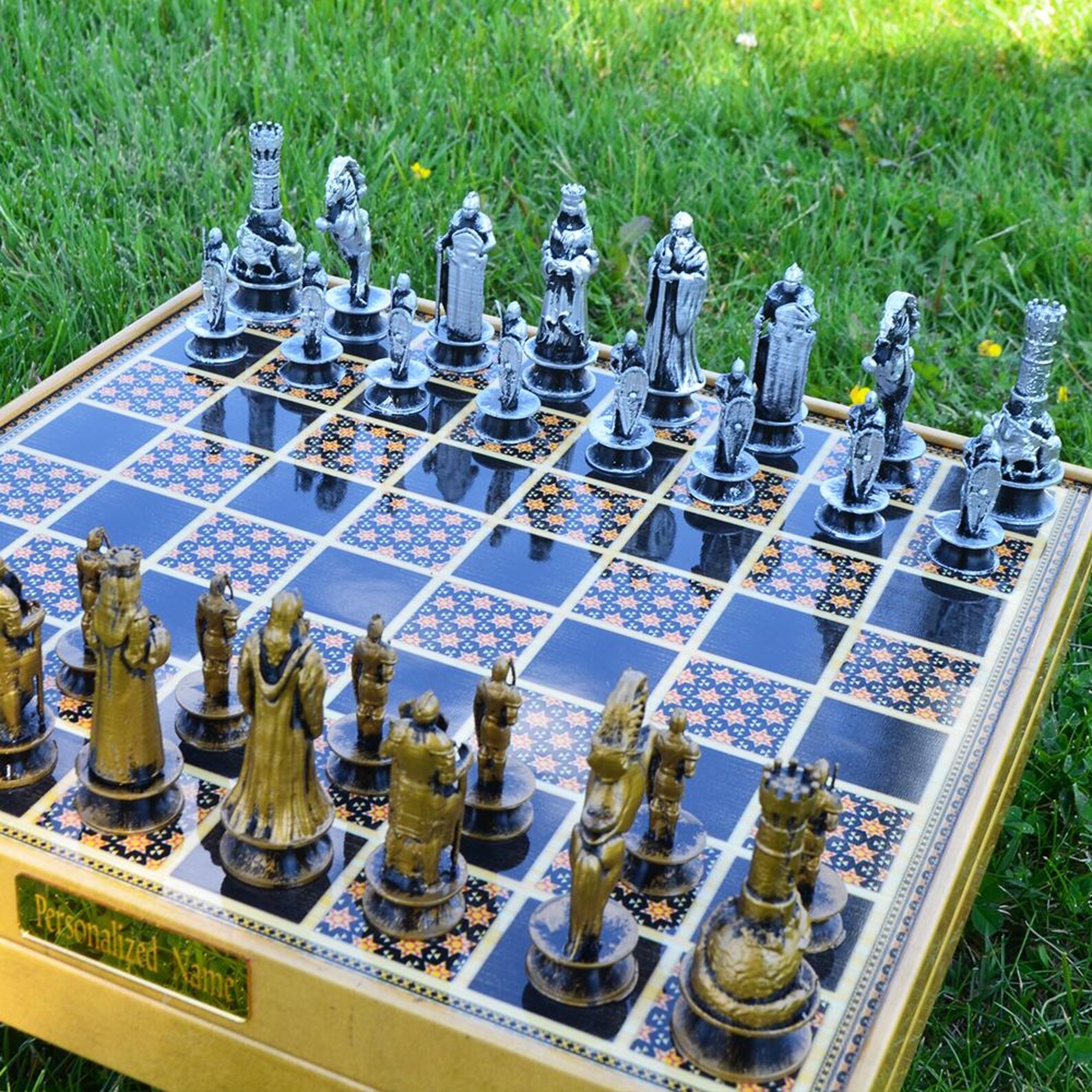 Crusaders Figure Chess Set With Chessboard - Personalized Name Plate ...