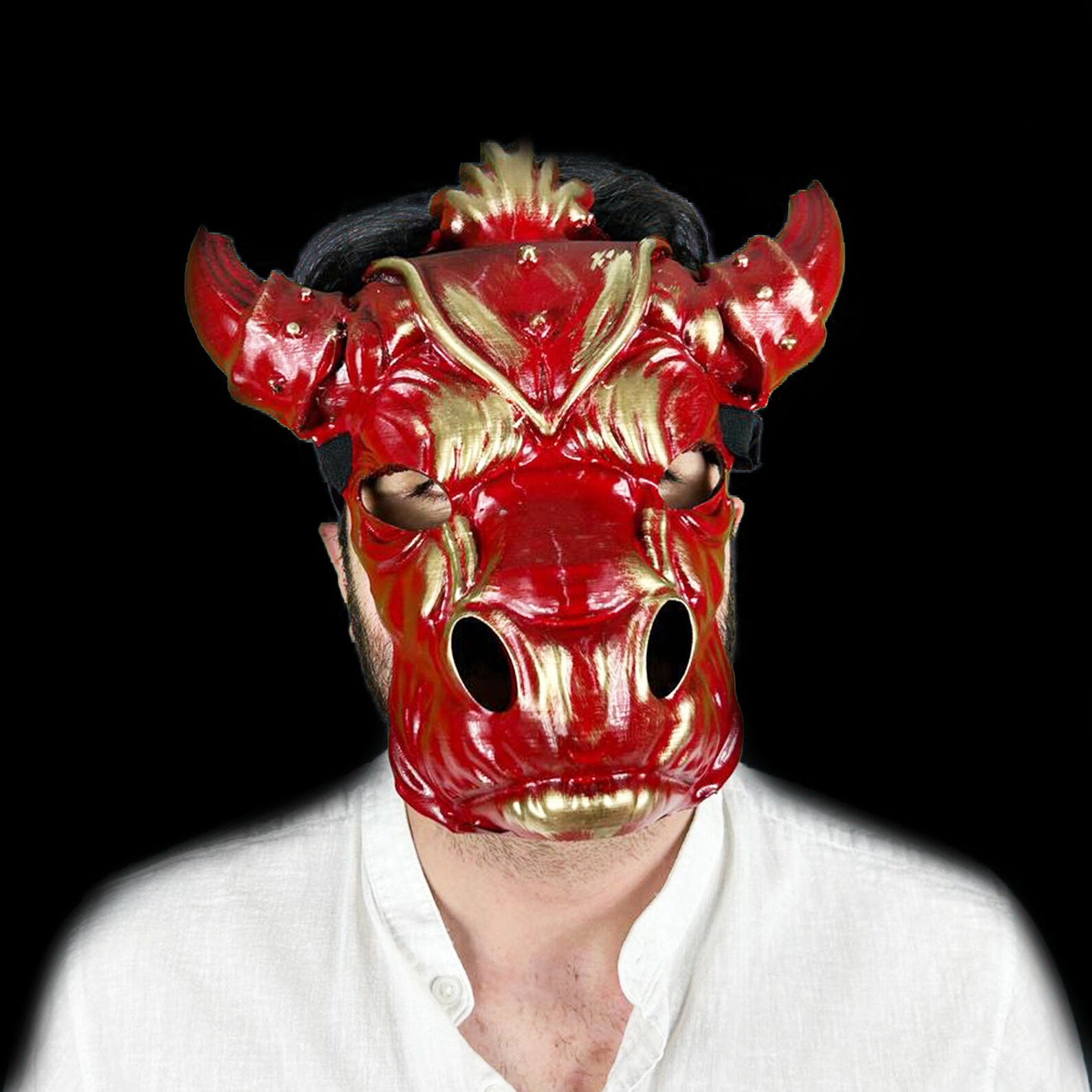 Red Spanish Bull Buffalo Cosplay Face Mask Animal Buffalo - Etsy