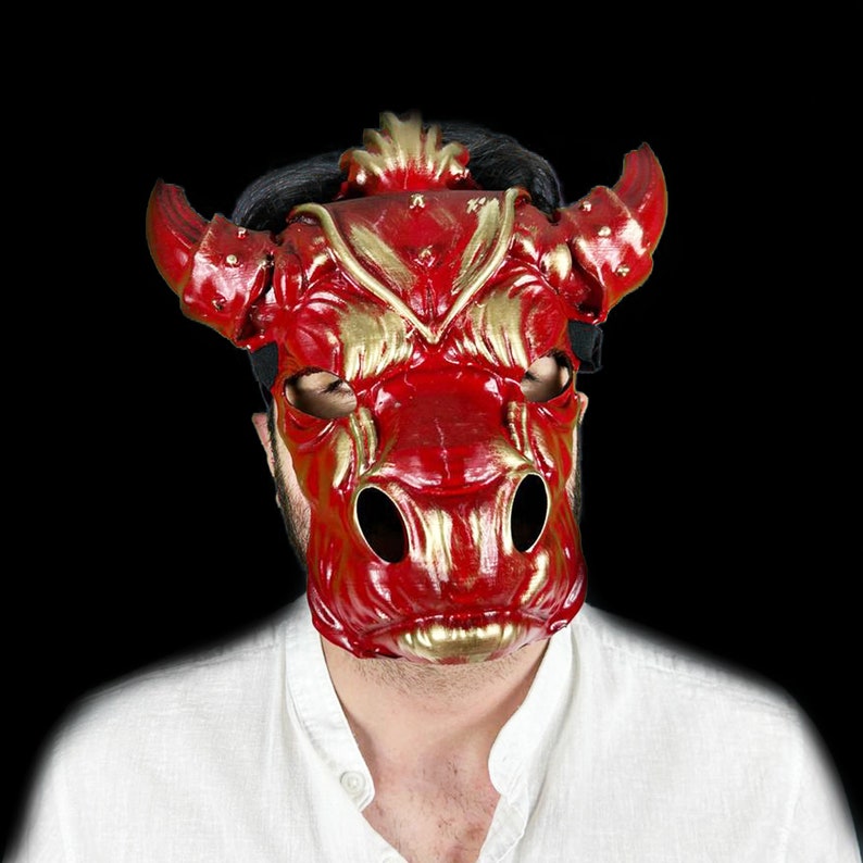 Red Spanish Bull Buffalo Cosplay Face Mask Animal Buffalo - Etsy