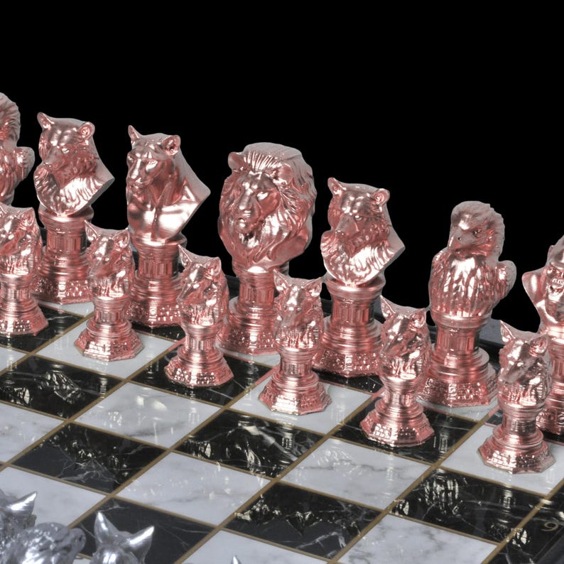 Forest Animals Personalized Chess Set With Chessboard Animal Chess Game ...
