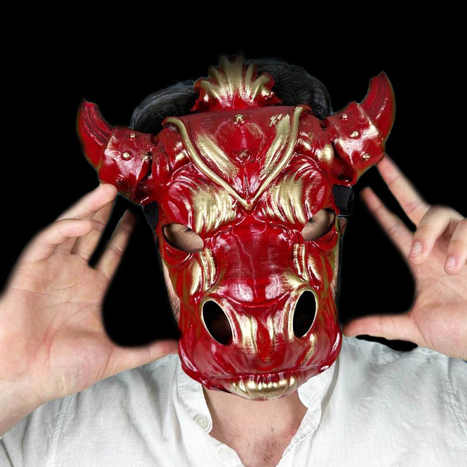 Red Spanish Bull Buffalo Cosplay Face Mask Animal Buffalo - Etsy