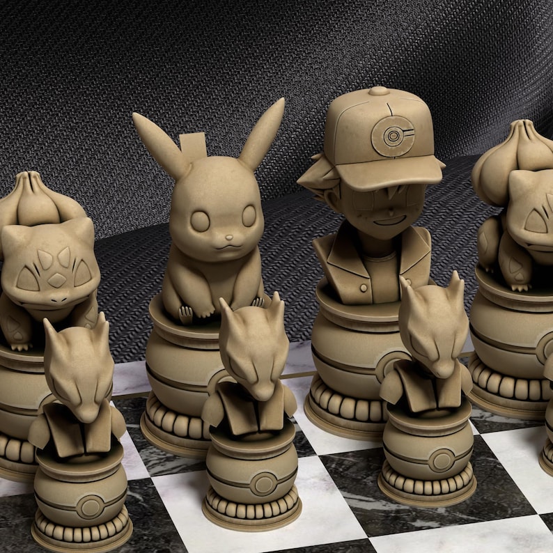3D Pokemons Figure Chess Set, Fan Art STL File (digital Download) - Etsy