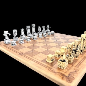 Metal Minecra Personalized Chess Set With Chess Board Minecra Adventure ...