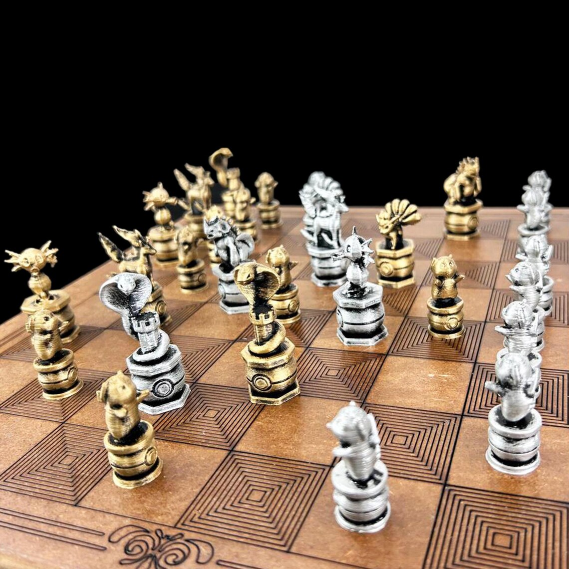 Heavy Metal Pokemon Personalized Chess Set With Chess Board Pikachu ...