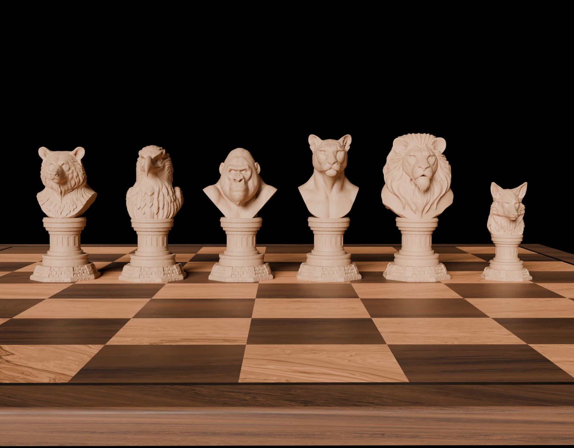 3D Wild Animal Chess Set: Lion, Tiger, Bear (STL File Format Digital ...