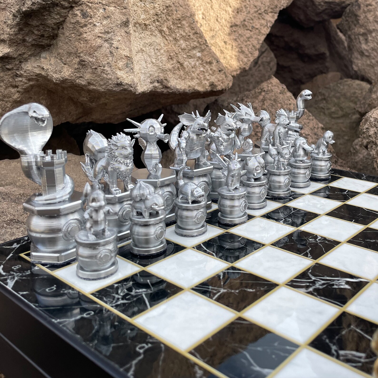 Pokemon Chess Set With Chessboard-pokemon Characters Chess - Etsy