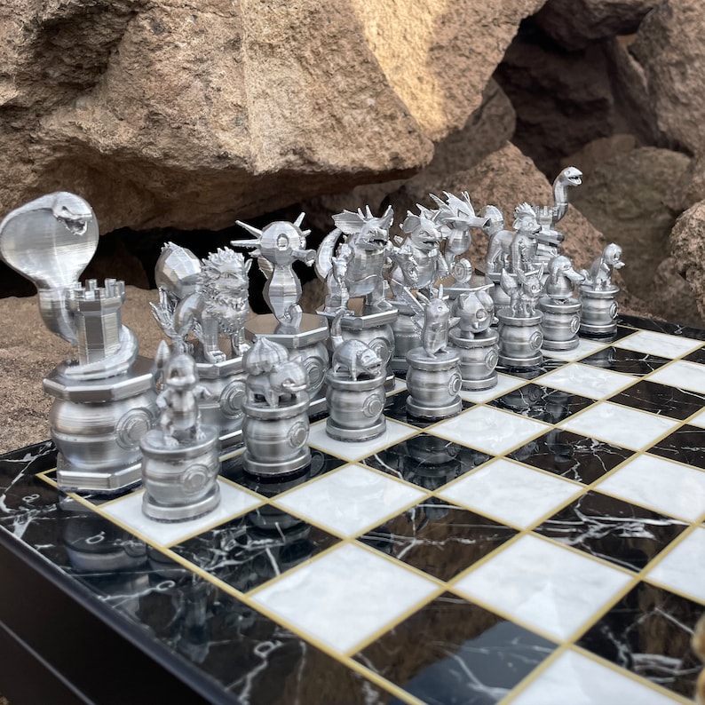 Pokemon Chess Set With Chessboard-pokemon Characters Chess - Etsy