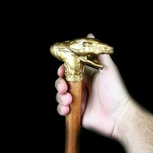 Snake Head Walking Stick Hand Carved Wizard Stick Hiking Animal Walking ...