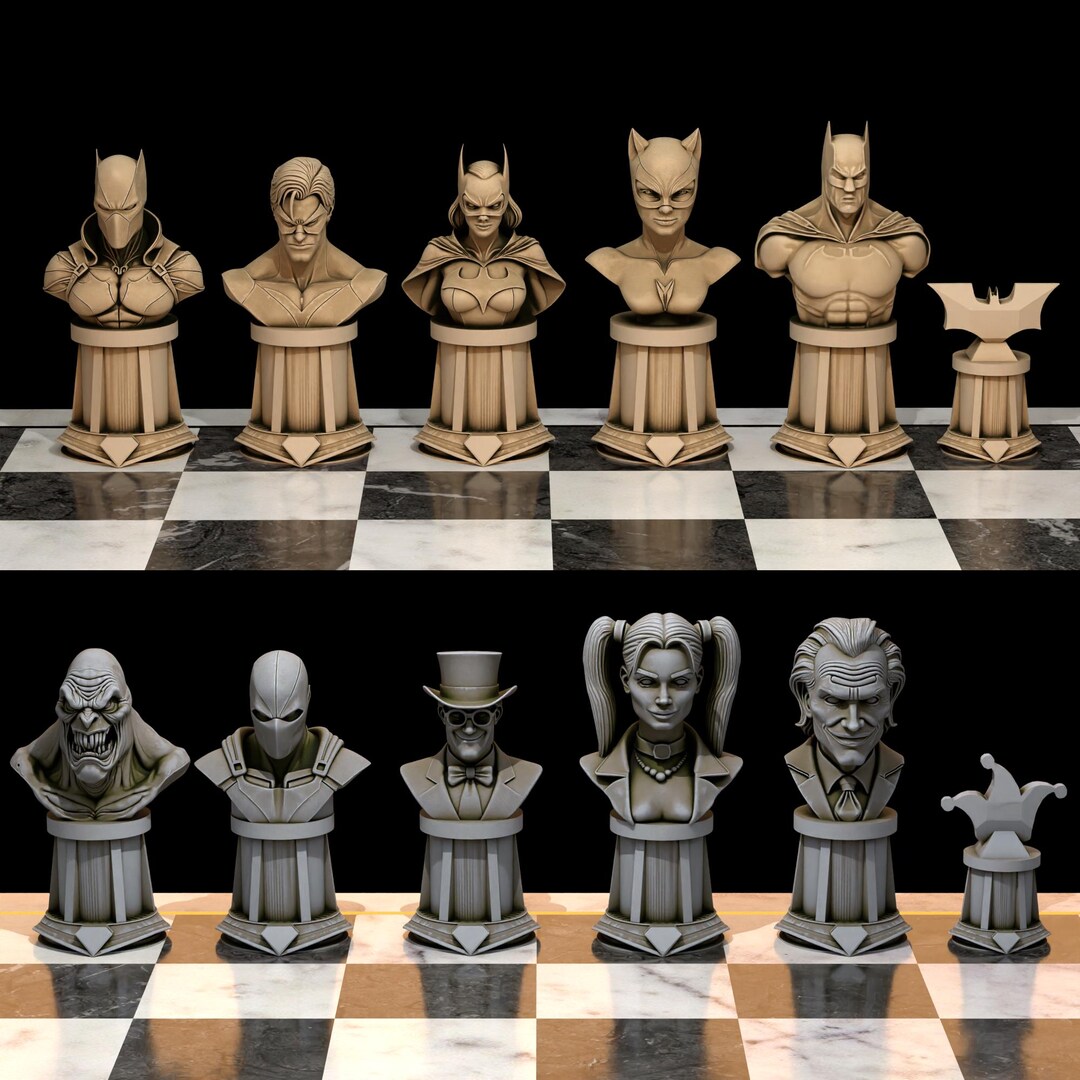 3D Bat VS Joker Figure Chess Set, Fan Art STL File (digital Download ...
