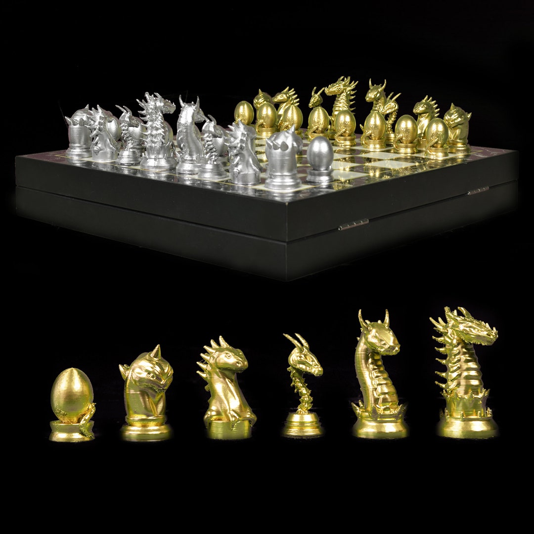 Unique Dragon Chess Set With Chessboard Dragon Figure Chess Set ...