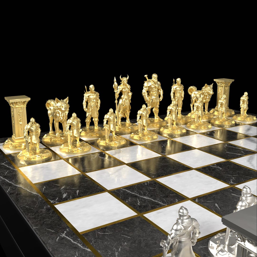 God of Chess Set: War Gamer Fan Art Decor, Marble Board - Etsy UK