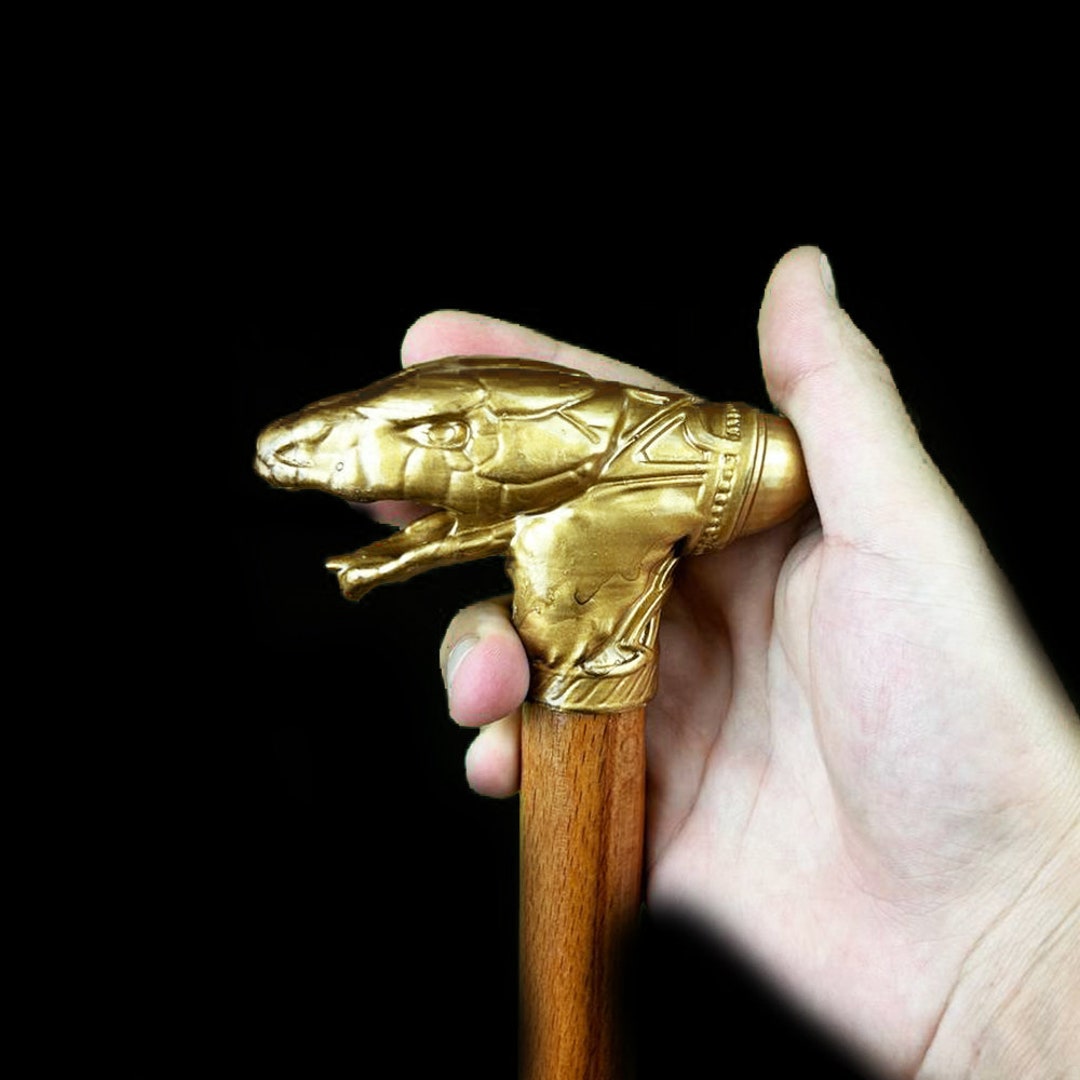 Snake Head Walking Stick Hand Carved Wizard Stick Hiking Animal Walking ...