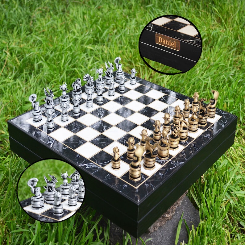 Pokemon Metal Chess Set With Chessboard - Personalized Name Plate ...
