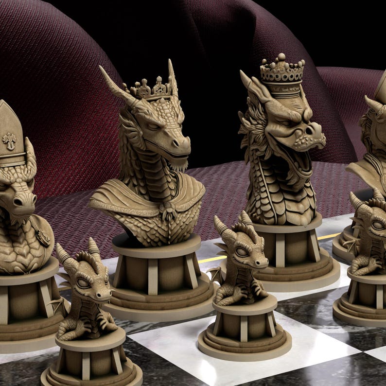 Dragon Chess Set: 3D Printable STL Fantasy Board Game - Etsy