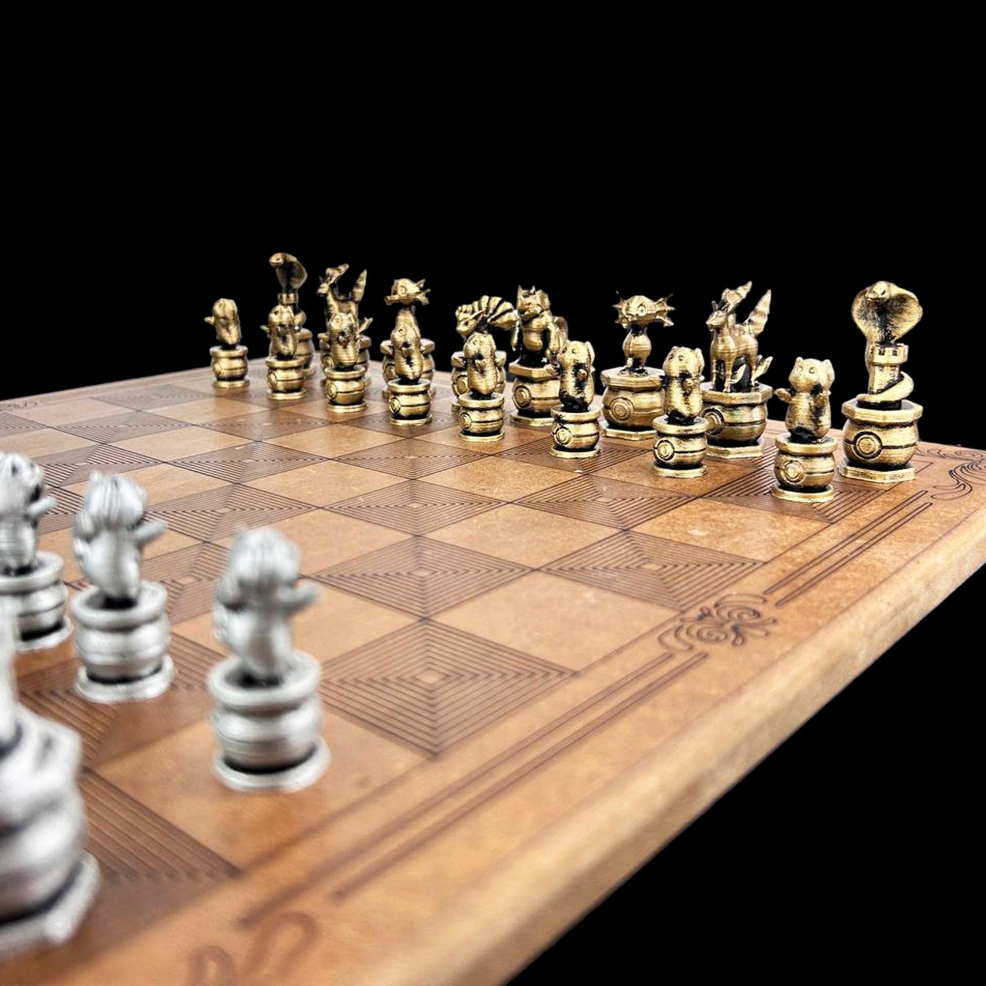 Heavy Metal Pokemon Personalized Chess Set With Chess Board Pikachu ...