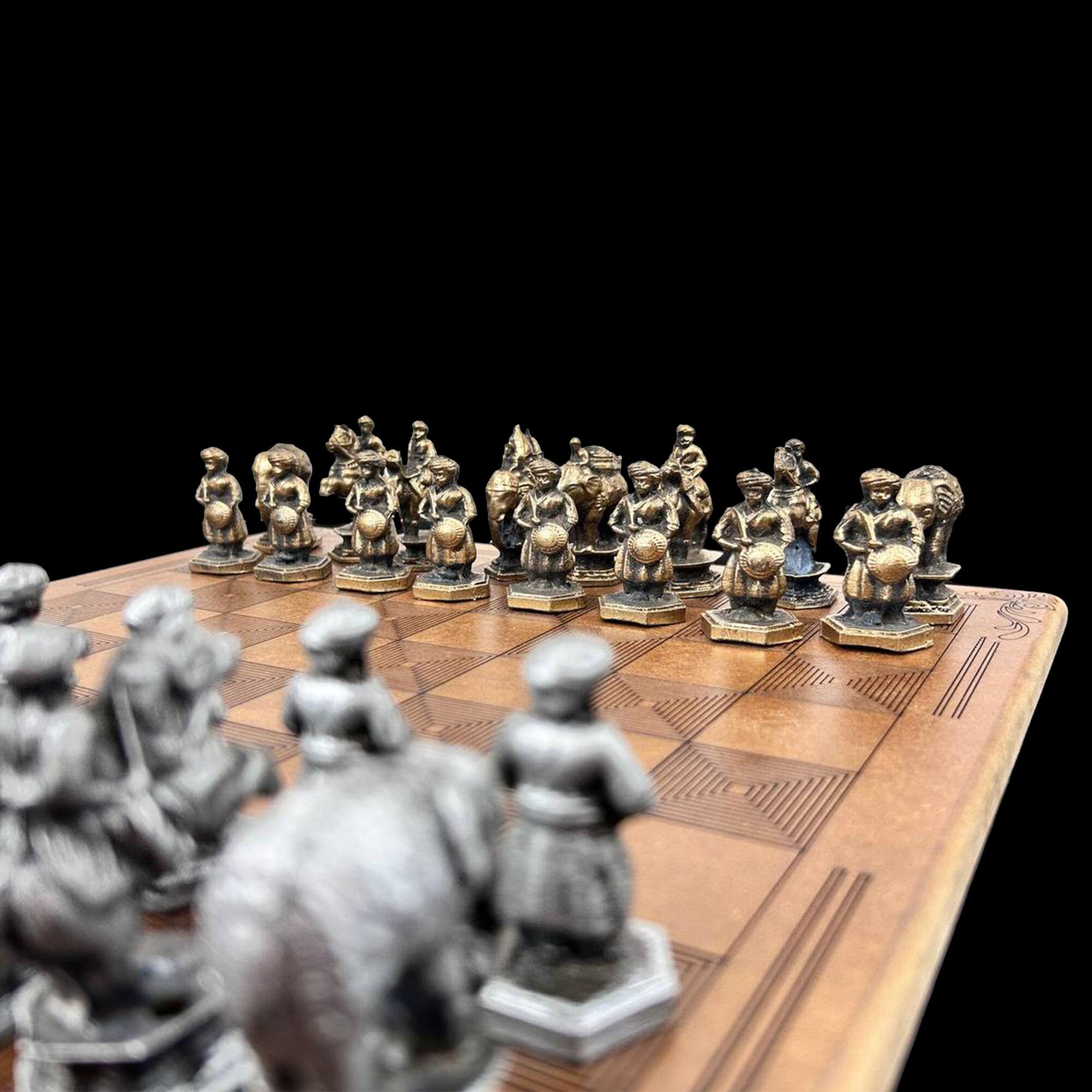 Personalized Metal Indian Chess Set - Metal Pieces, Authentic Design ...