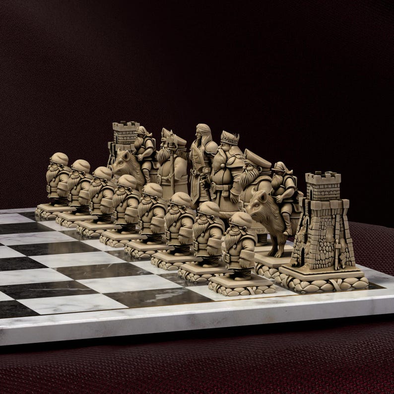 3D Dwarf Chess Set: Medieval Dwarf Figure STL File Format Digital ...