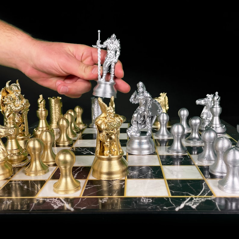 Dwarf Chess Set With Chessboard Dwarf Versus Elf - Etsy