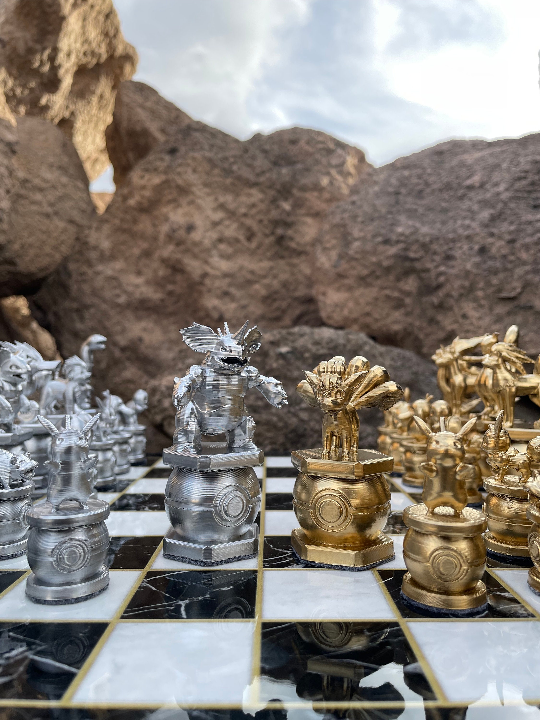 Pokemon Chess Set With Chessboard-pokemon Characters Chess | Etsy