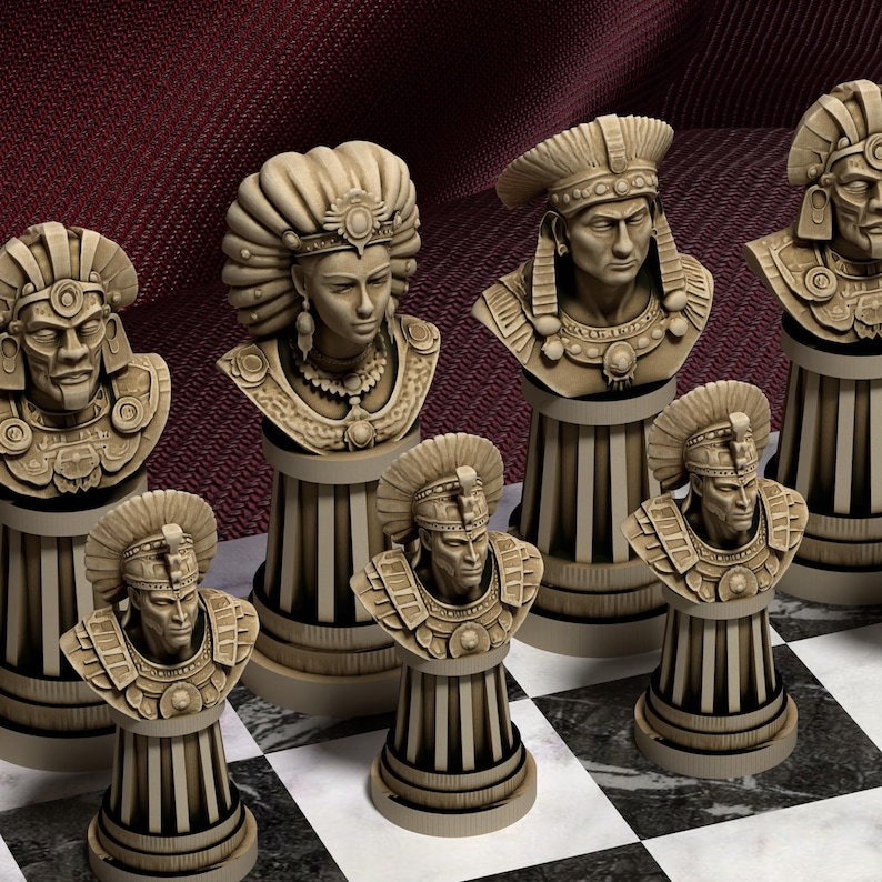 Aztec Chess Set 3D Model: Historical STL Files (printable 6-piece Set ...