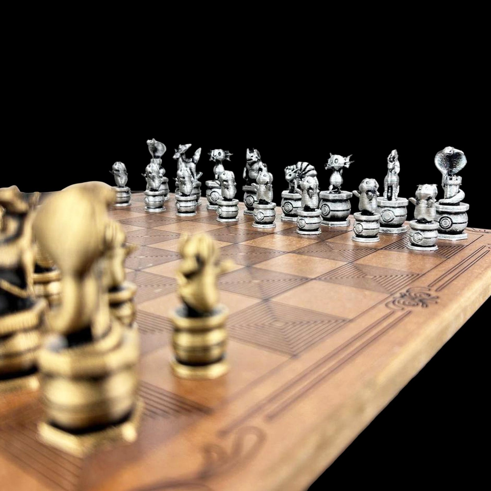 Heavy Metal Pokemon Personalized Chess Set With Chess Board Pikachu ...