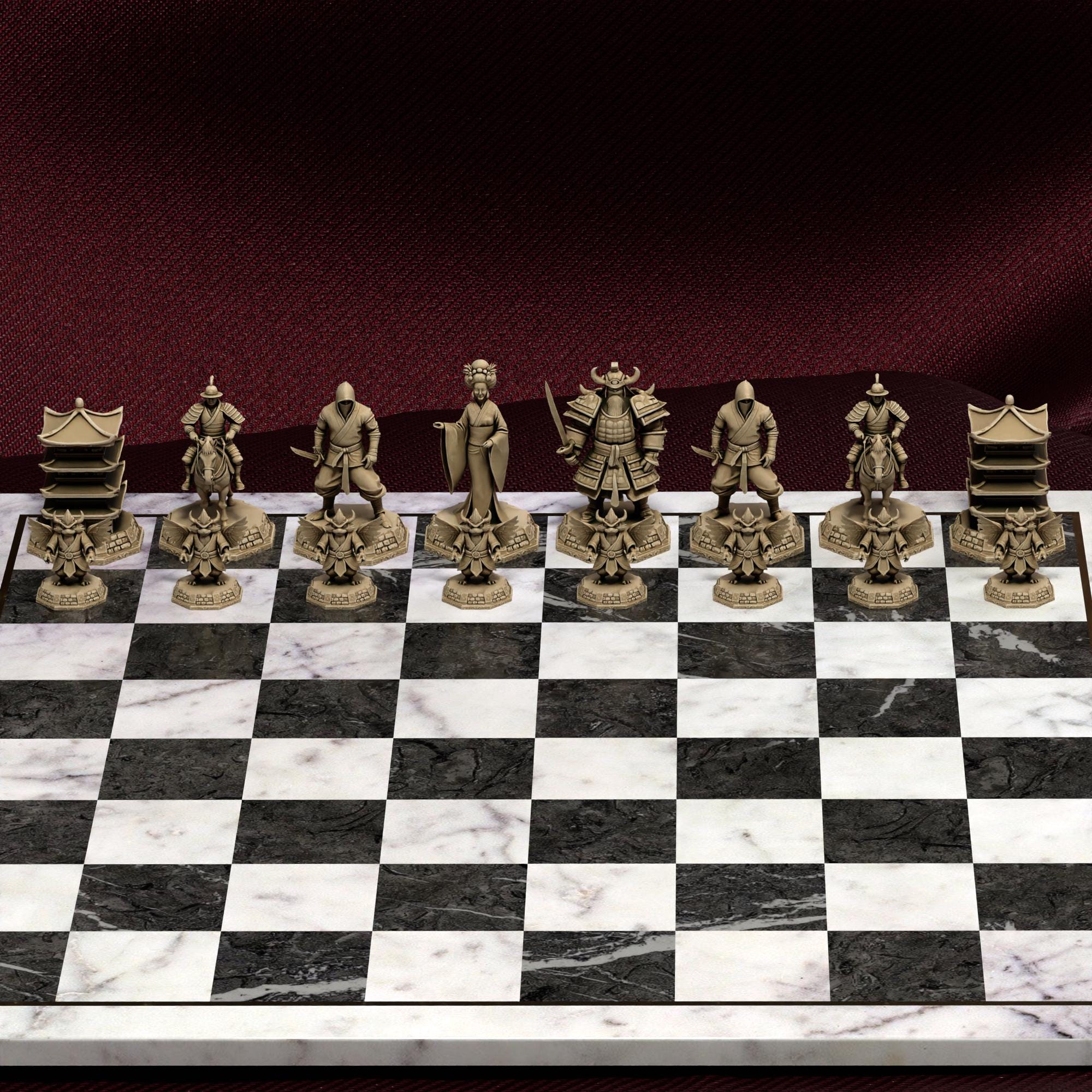 Samurai Chess Set 3D Model: Japanese STL Files (printable 6-piece Set ...
