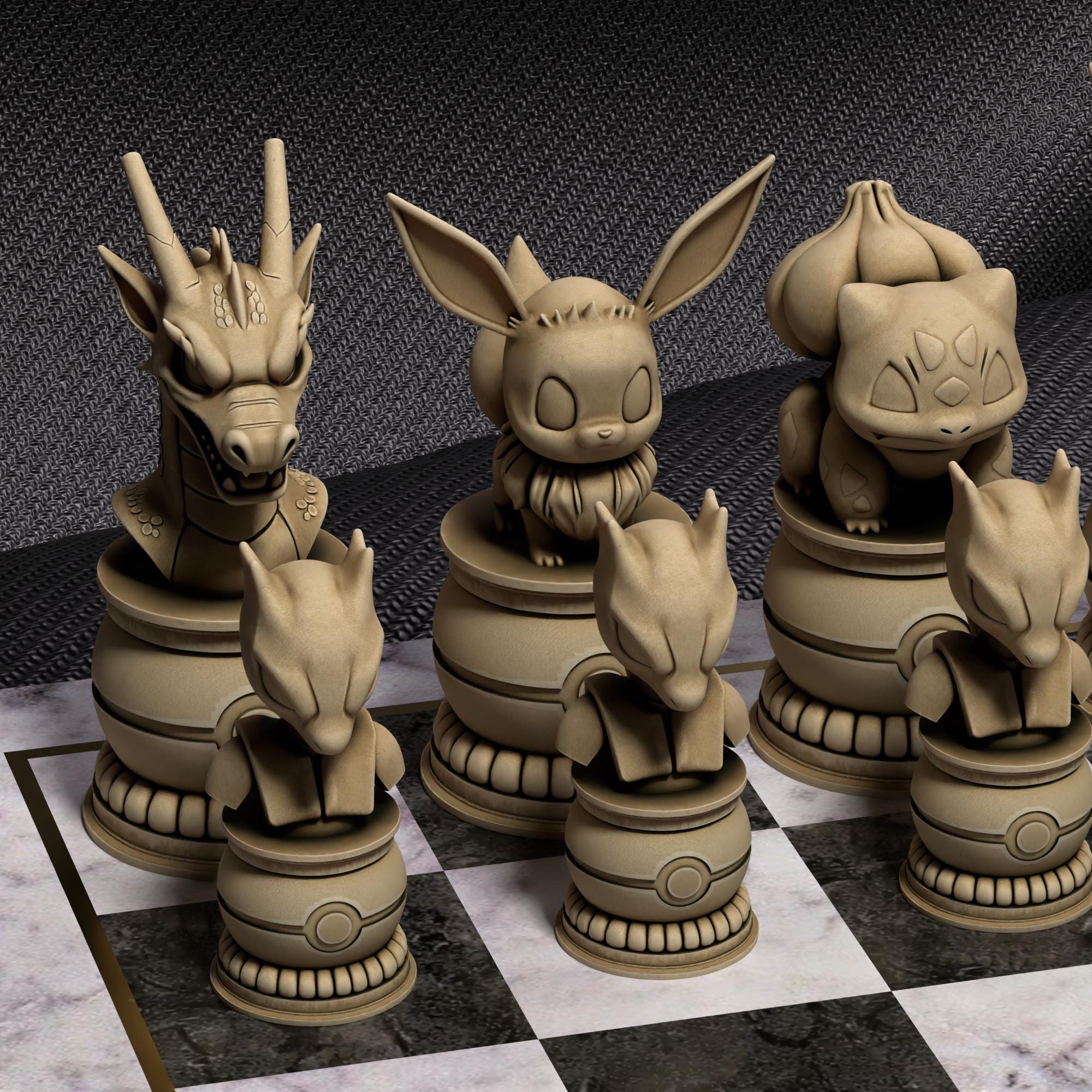 3D Pokemons Figure Chess Set, Fan Art STL File (digital Download) - Etsy