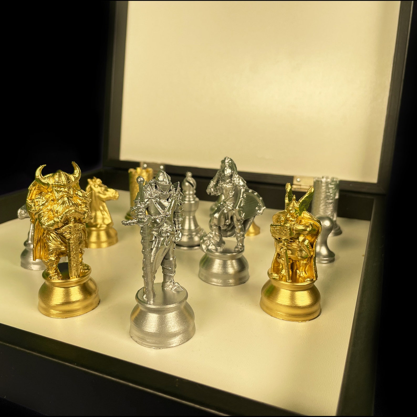 Dwarf Chess Set With Chessboard Dwarf Versus Elf - Etsy