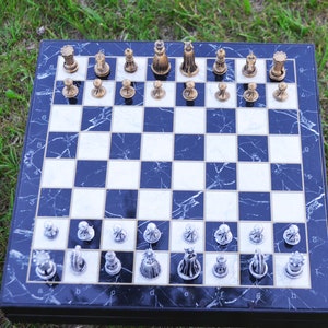 Premium Metal Chess Set With Chessboard - Personalized Name Plate ...