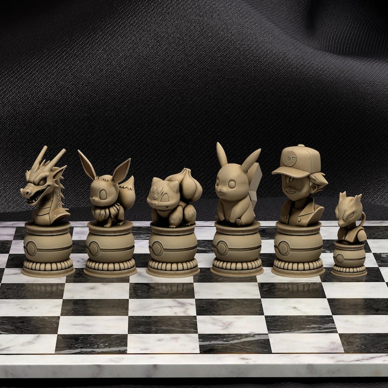 3D Pokemons Figure Chess Set, Fan Art STL File (digital Download) - Etsy
