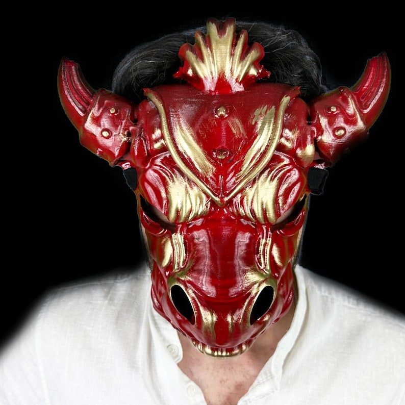 Red Spanish Bull Buffalo Cosplay Face Mask Animal Buffalo - Etsy