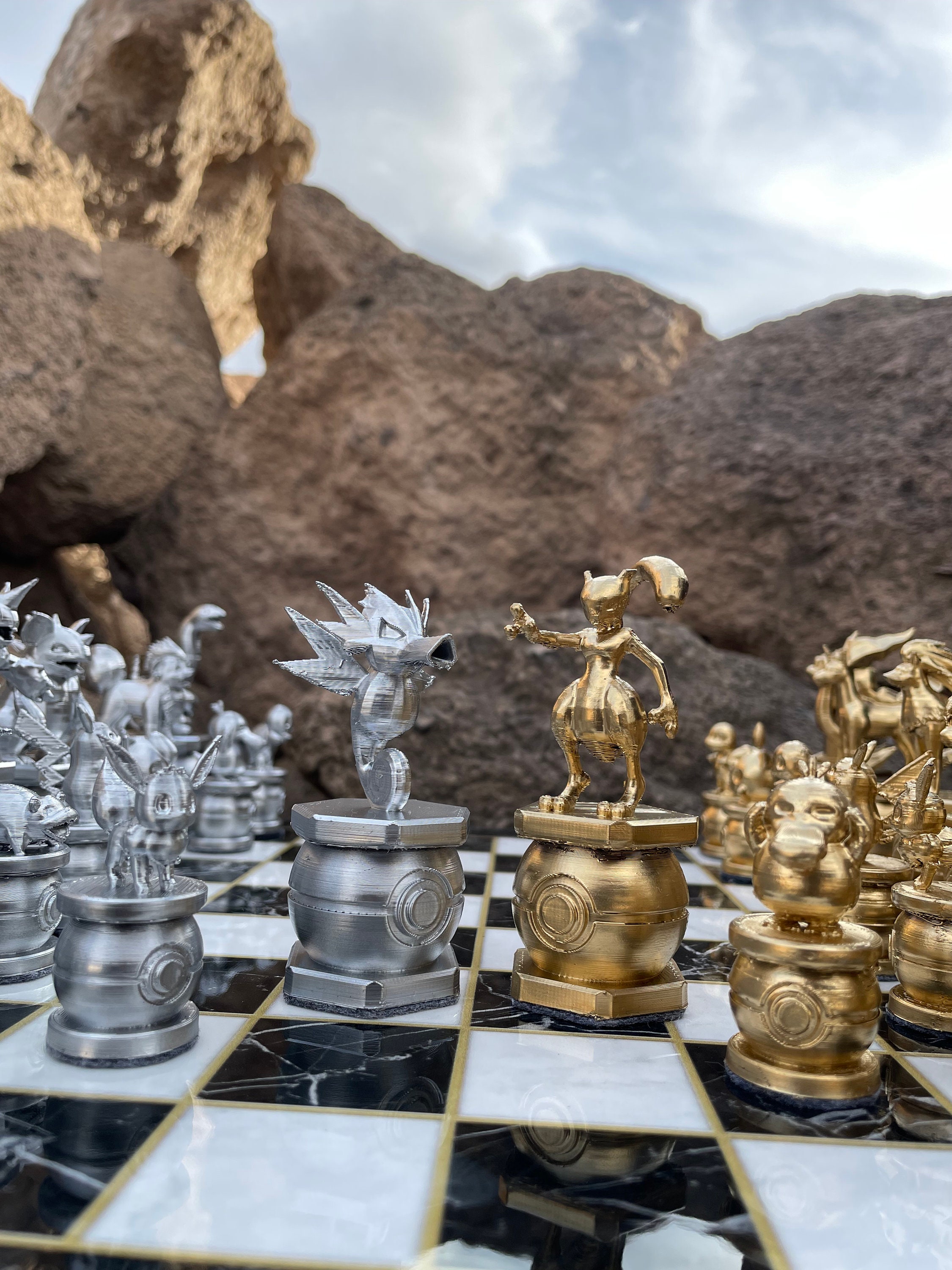 Pokemon Chess Set With Chessboard-pokemon Characters Chess | Etsy