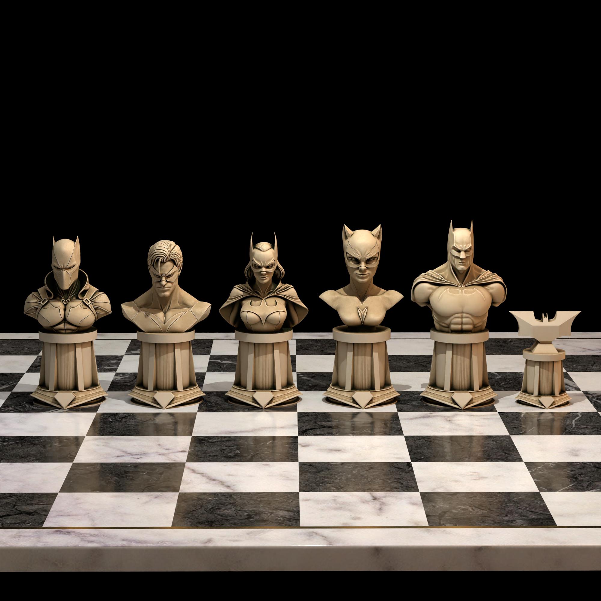 3D File Superhero Bat Figure Chess Set, Fan Art STL File (digital ...