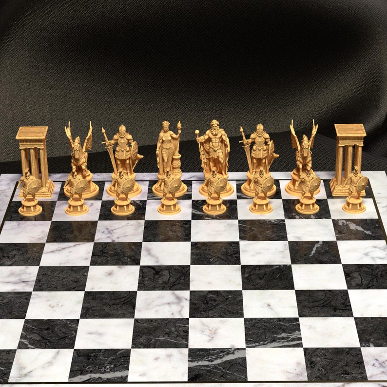 3D File Mythological Figure Chess Set, Medieval STL File (digital ...