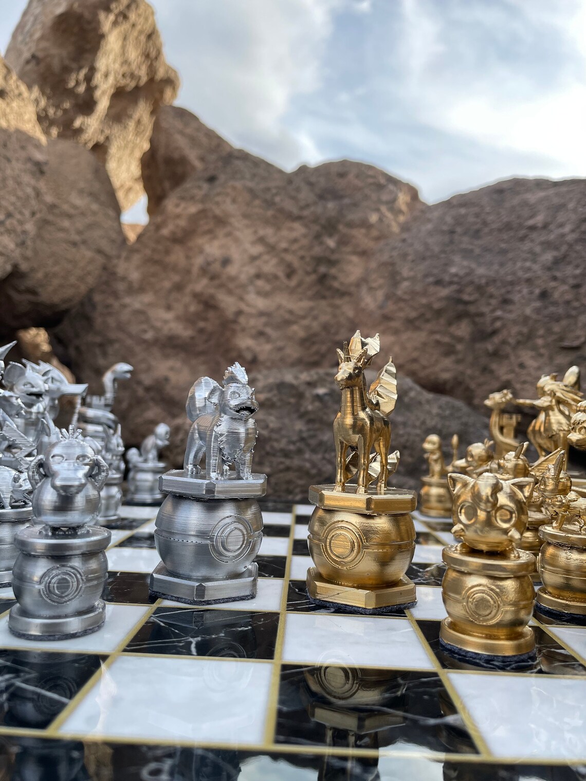 Pokemon Chess Set With Chessboard-pokemon Characters Chess | Etsy