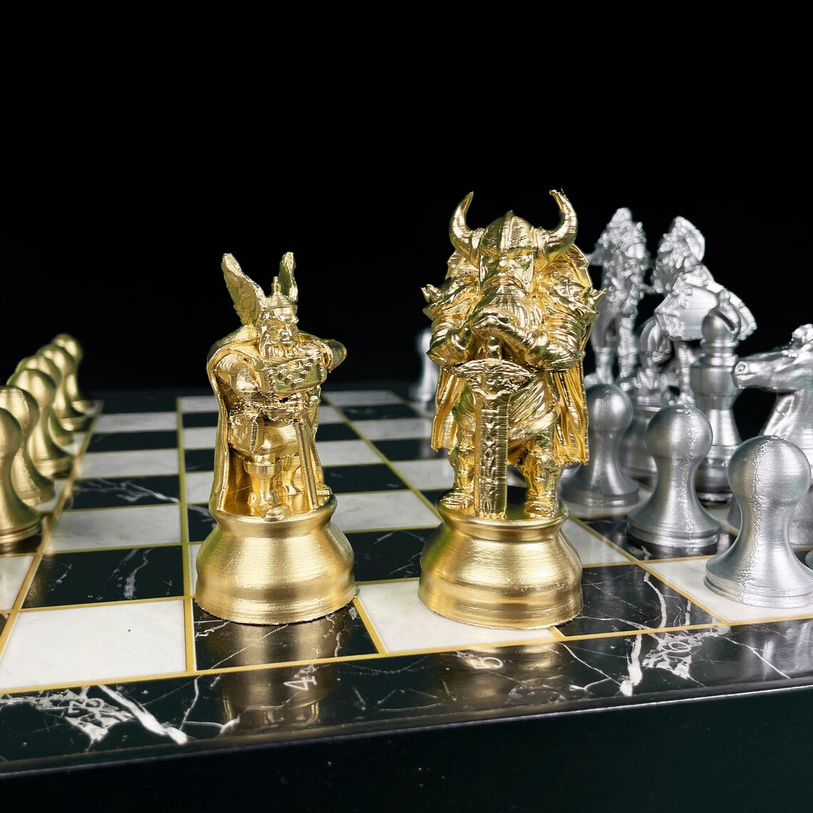 Dwarf Chess Set With Chessboard Dwarf Versus Elf - Etsy