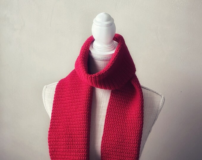 Handmade Red Knit Scarf in Pure Wool - Etsy