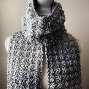 Handmade Knit Chunky Scarf in Gray Multicolors - Etsy