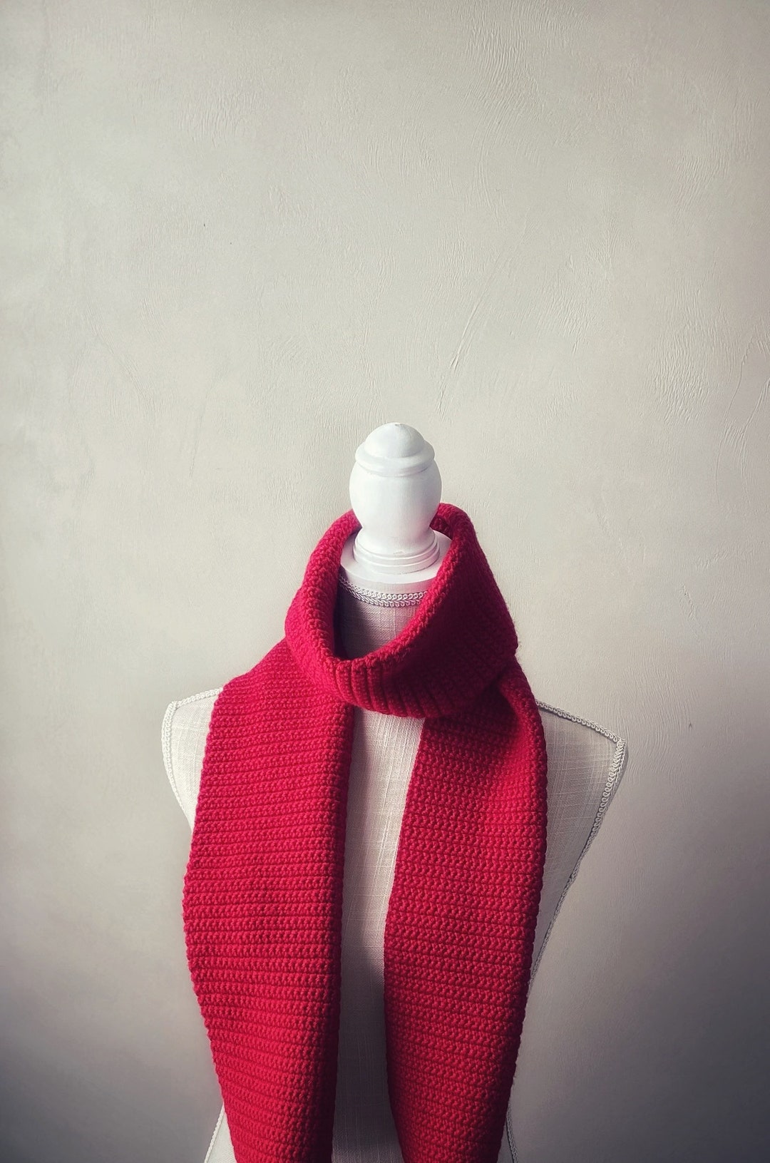 Handmade Red Knit Scarf in Pure Wool - Etsy