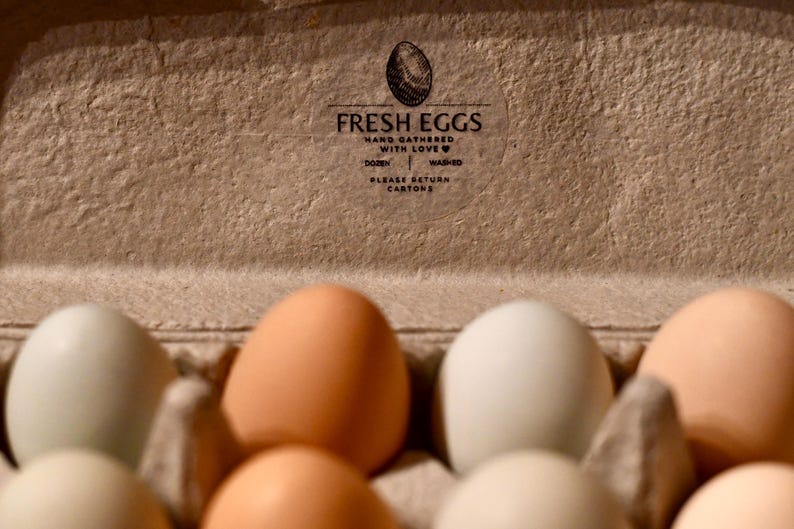 Egg Carton Labels, Farm Fresh Eggs, Vintage Style Chicken Eggs for Sale ...
