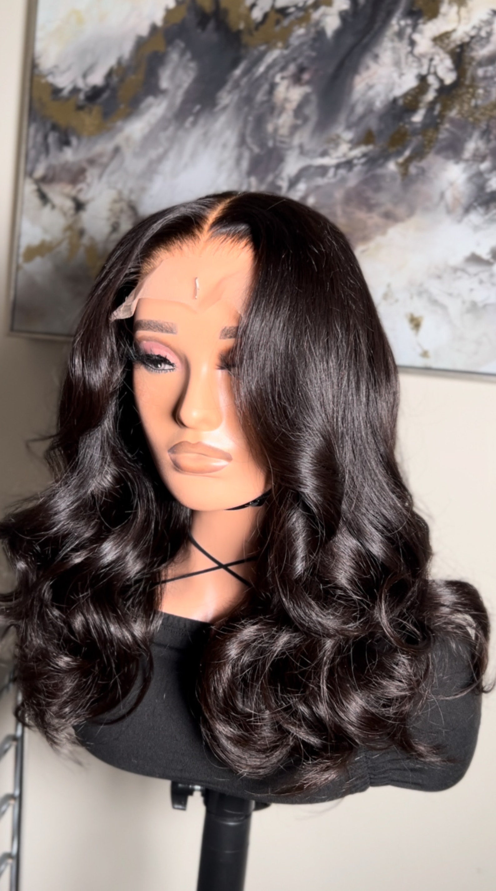 Slightly Layered, Curled Middle Part, Glue-less Transparent Lace ...