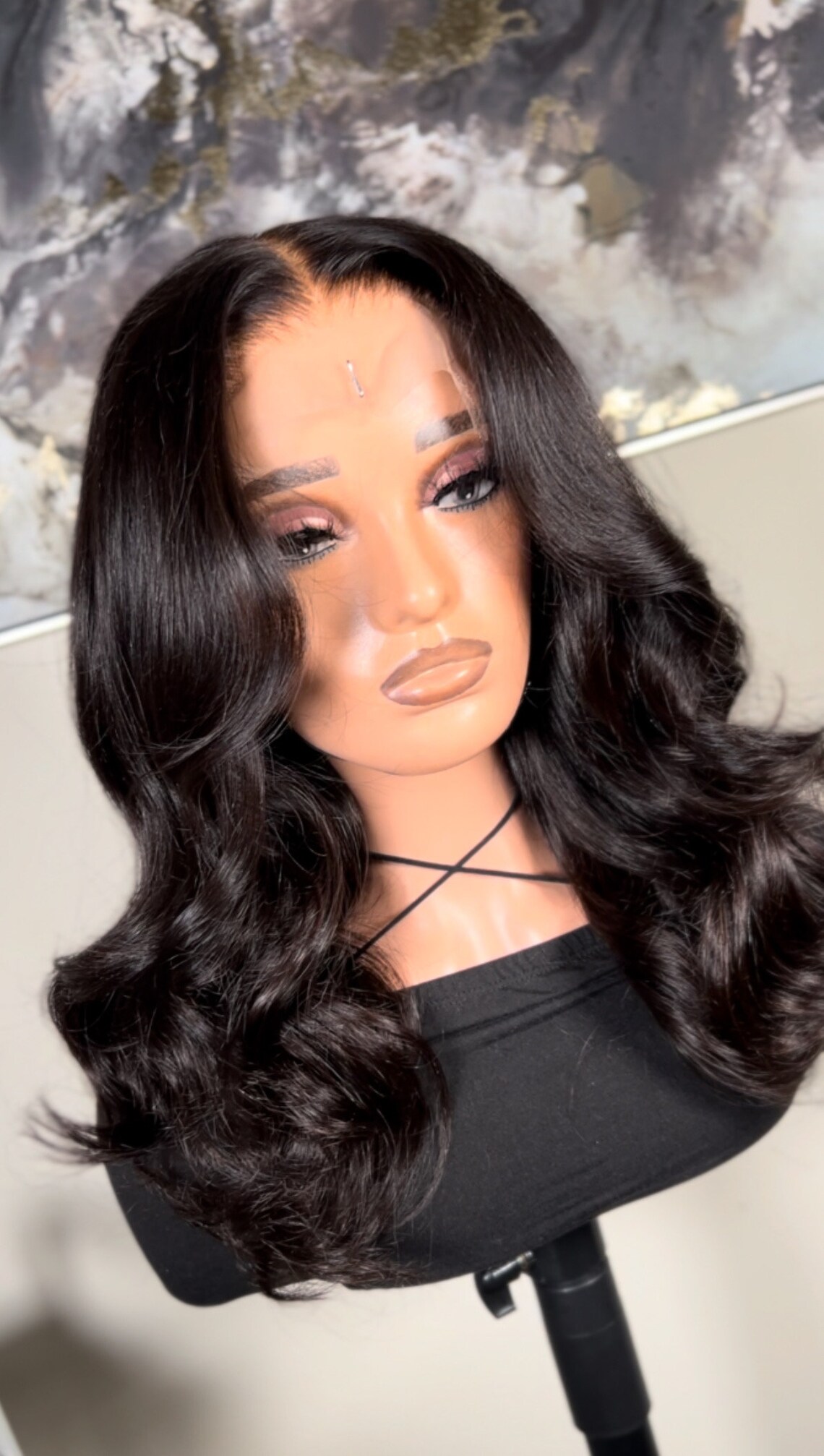 Slightly Layered, Curled Middle Part, Glue-less Transparent Lace ...